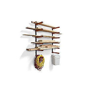 Bora Wood Organizer and Lumber Storage Metal Rack with 6-Level Wall Mount – Indoor and Outdoor Use, In Orange | PBR-001