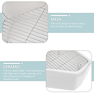 ULTECHNOVO Rabbit Litter Box Ceramic Corner Toilet Box Small Animal Toilet Bunny Potty Trainer Litter Tray Bedding Box Pet Pan for Hamster Guinea Pig Chinchilla White