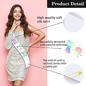 SKJIAYEE Bride to Be Iridescent Sash, Bachelorette Party Sash Decorations for Hen Party Bridal Shower Engagement Wedding Party, Glitter Iridescent White Sash for Bride - Bachelorette Favor