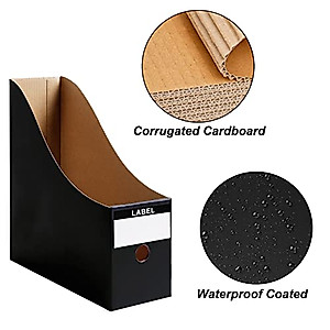 Limitliho Black Cardboard Magazine Holder (2Pack), Magazine File Holder with Labels, Sturdy Magazine Storage Box, Desktop Magazine File Organizer for Home, Office and School