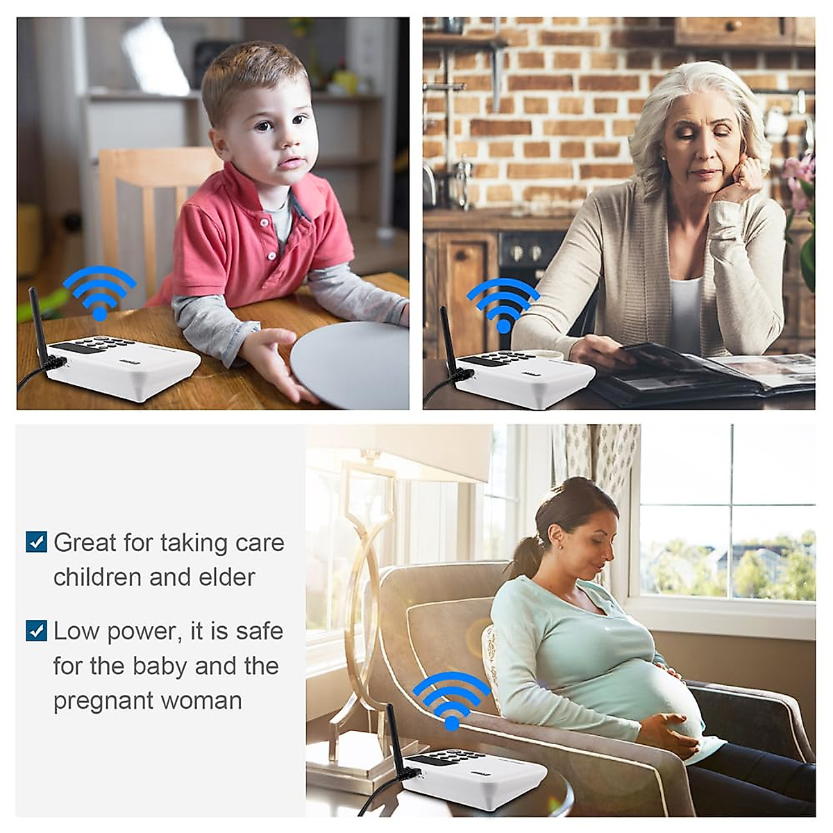 Wuloo Intercoms Wireless for Home 1 Mile Range 22 Channel 100 Digital Code Display Screen, Wireless Intercom System for Home House Business Office, Room to Room Intercom Communication(3Stations White)