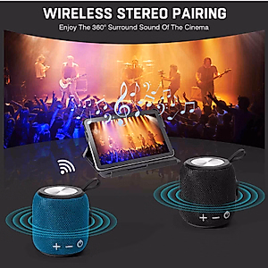 Bluetooth Speaker: Powerful Stereo Sound, IPX7 Waterproof, True Wireless Stereo Pairing, Portable Design, Latest Bluetooth V5.2 - Perfect for Zenfone 5 ZE620KL, Beach, Outdoor, Home, Parties- Blue