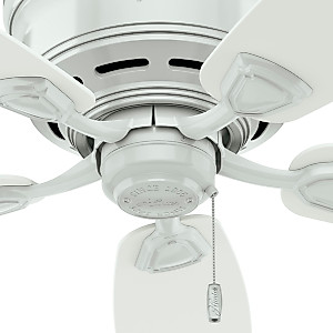 Hunter Fan Company, 53119, 48 inch Sea Wind White Low Profile Indoor / Outdoor Ceiling Fan and Pull Chain