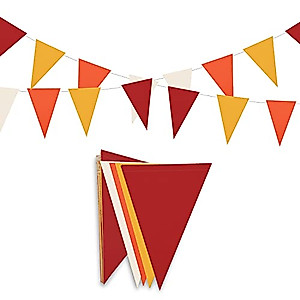 YSSAI 40Ft Triangle Flag Paper Pennant Banner Orange Fall Party Garland Bunting for Fall Decor Thanksgiving Day Harvest Autumn Wedding Birthday Party Home Outdoor Garden Hanging Decoration 104 Flags
