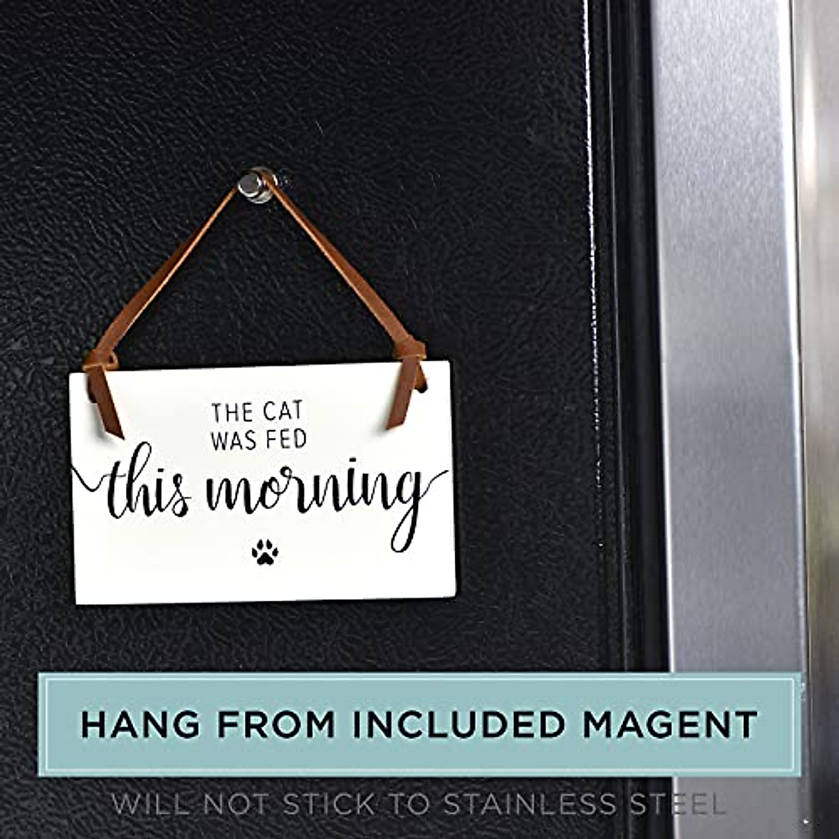 PYROH Cat Fed Reminder Sign - Magnet Included - Must Have Pet Accessories - AM/PM Indicator to Replace Cat Feeding Chart