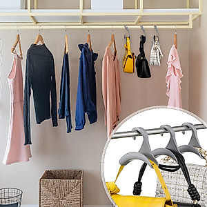 Maitys 18 Pcs Purse Hanger Hook Acrylic Bag Hanger Handbag Tote Bag Rack Holder Closet Organizer Storage for Backpacks Tote Holder Over The Closet Rod Hook for Storing Handbags Satchels (Gray)