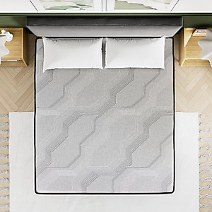 Suiforlun King Mattress, 15 Inch Hybrid Charcoal Gel Memory Foam Mattress with Firm Edge Pocket Coils, Cooling Deep Sleep, Back Pain Relief, Fiberglassfree