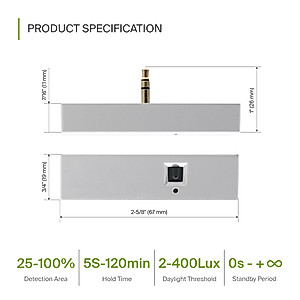 ASD BI-Level Microwave Motion Sensor | Audio-Jack 12VT 0-10V Dimmable White