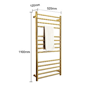 WTTTTW Towel Warmer, 14 Bars Towel Heater Rack, Wall Mounted Electric Heating Towel Rack, Stainless Steel Electric Towel Dryer for Family Hotel Kitchen Bathroom, Gold