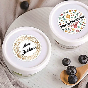 Fiercy 1.5" Merry Christmas Stickers, 6 Designs Xmas Self-Adhesive Label Roll for Gift Decorations & Envelope Seals