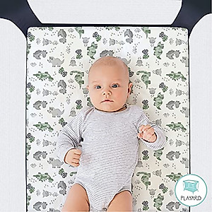 The Peanutshell Fitted Pack n Play, Playard, Mini Crib Sheets for Baby Boys | 2 Pack Set | Camo Dinosaur & Tribal Print