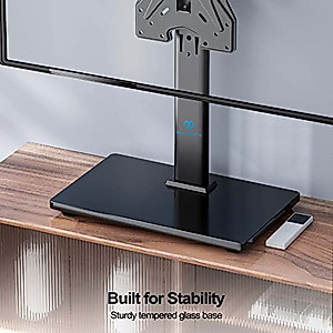 PERLESMITH Swivel Universal TV Stand/Base - Table Top TV Stand for 19-43 inch LCD LED TVs/Monitor/PC - Height Adjustable TV Mount Stand with Tempered Glass Base, VESA 200x200mm, PSTVS07