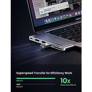 UGREEN USB C Hub Adapter for MacBook Pro MacBook Air M1 2020 2019 2018 with 4K HDMI Thunderbolt 3 100W Power Delivery SD TF Card Reader and 2 USB 3.0 Ports, Silver