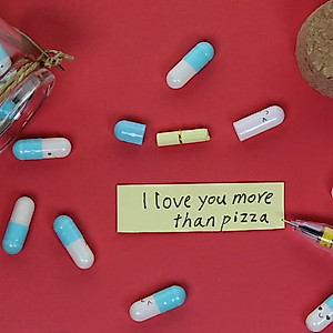 Infmetry Valentines Day Gifts for Her Him Boyfriend Girlfriend Capsule Notes Pills in a Glass Bottle Letter Messages for Couples Men Women (Dark Blue 25pcs)