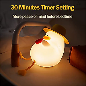 NICE POINT Fun Night Light for Kids, Cute Squishy Duck Bedside Lamp, Kawaii Animals Silicon Light Up for Boys and Girls, LED Decor Nightlight for Toddler Bedroom and Kid Room.