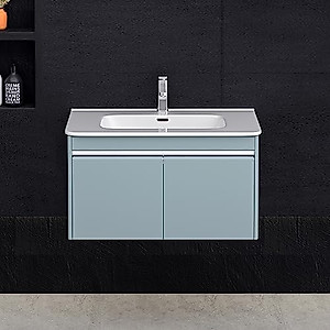 Ceramic Bathroom Vanity, Stainless Steel Bathroom Vanities, Waterproof Vanity, for Bathroom, Garage, and Garden (31.7" W, Includes Cold and Hot Faucet, Set of Accessories)