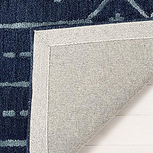 SAFAVIEH Himalaya Collection Runner Rug - 2'3" x 12', Navy & Silver, Handmade Moroccan Wool, Ideal for High Traffic Areas in Living Room, Bedroom (HIM903N)