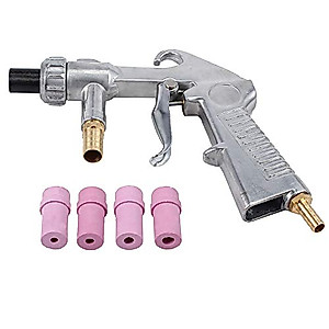 Tanice Sand Blasting Gun Sandblaster with 4pcs Ceramic Nozzles Extra Iron Nozzle Tip Set
