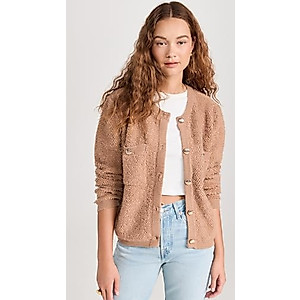 Line & Dot Women's Khloe Cardigan, Taupe, Tan, L
