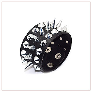 Nsitbbuery Punk Rivet Bracelet Spike Wide Leather Wristband Bracelet(ONESH)