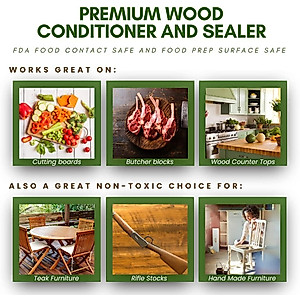 Wood Master's Secret Non-Toxic, Food Safe Cutting Board Oil, Conditioner & Sealer. Exceeds FDA Food Contact Surface Regulations. Also Works On Butcher Blocks, Wood Counters & More (8Oz)