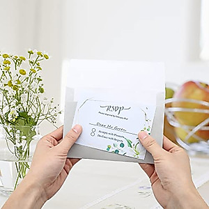 100 Pack Silver A7 Envelopes with 5 x 7 Card Envelopes Bulk Self Adhesive Seal Envelopes Invitation Envelopes for Weddings Invitations Birthday Baby Shower Metallic Silver Envelopes