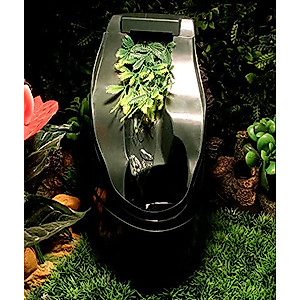 LinaLife Reptile Chameleon Cantina Drinking Fountain Water Dripper Comes with Feeding Tongs Frosted Tweezer with Extra Pump for Lizard Turtle Snake Spider Frog Gecko Simulated Waterfall
