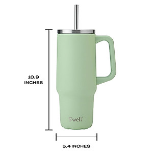 S'well Recycled Stainless Steel Tumbler XL with Straw and Handle, 30oz, Pistachio, Triple Layered Vacuum Insulated Containers Keeps Drinks Cold for 36 hours and Hot for 9