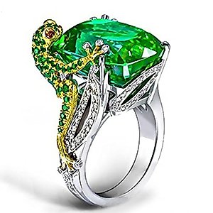 WDIYIEETN 925 Sterling Silver Emerald Frog Ring Women Jewelry CZ Crystal Diamond Wedding Engagement Ring (7)