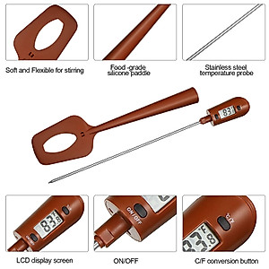 Patelai Silicone Candy Thermometer Digital Spatula Thermometer Professional Temperature Reader and Stirrer, Clips for Kitchen Cooking, Baking BBQ, Candy, Chocolate, Sauce, Frying Instant Jam (Coffee)