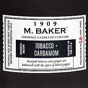 Colonial Candle Tobacco & Cardamom Scented Jar Candle, M. Baker Collection, 2 Wick, Grey, 14 oz - Up to 60 Hours Burn