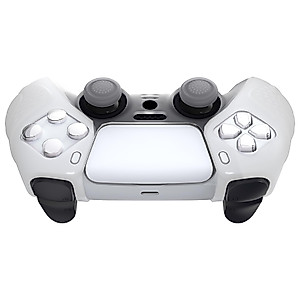 eXtremeRate PlayVital Glow in Dark - Green Guardian Edition Ergonomic Soft Anti-Slip Controller Silicone Case Cover for ps5, Rubber Protector Skins with Joystick Caps for ps5 Controller