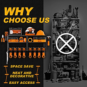 Across-Star Drill Holder Organizer Wall Mount, 3 Layers Hanging Power Tool Organizer, 8 Cordless Drill Storage Rack, Heavy Duty Cordless Tool Organizer Shelf