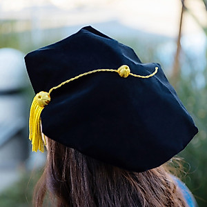 Endea Graduation Deluxe Doctoral Tam with Six Sides and Gold Bullion Academic Regalia Unisex