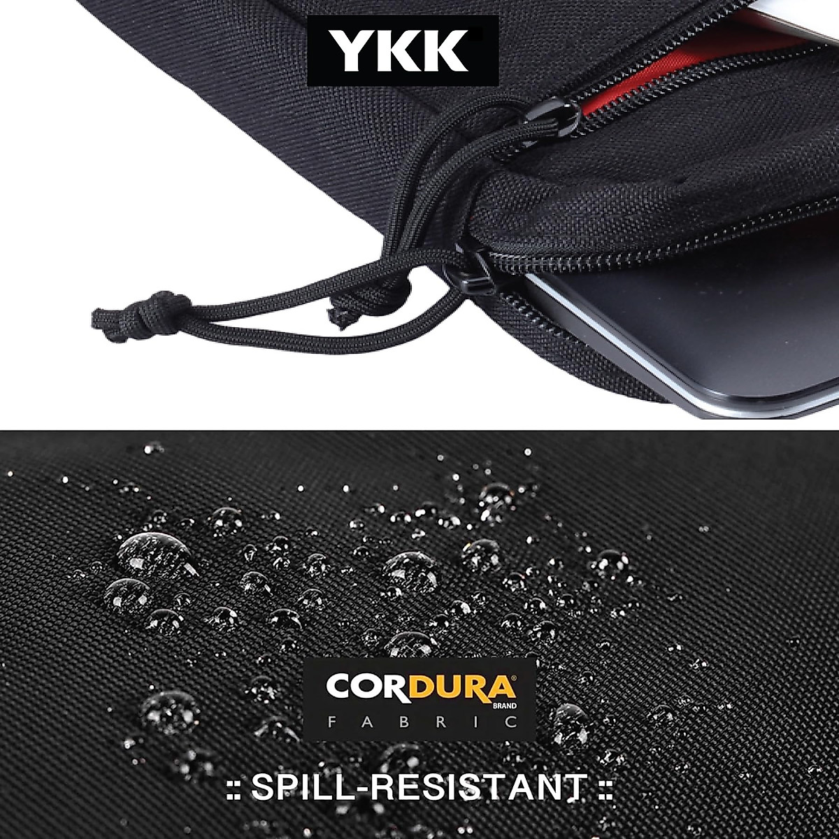 Rough Enough 13 14 Inch Laptop Sleeve Case Bag with Zipper Accessory Pocket for Notebook Computer Black Cordura