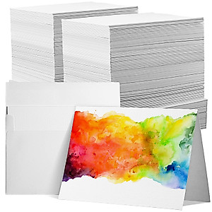 Fainne 200 Set 5 x 7 Inch Pure Cotton Watercolor Cards Set Foldable Blank Cotton Watercolor Cards with Envelopes 140lb Heavyweight Paper Watercolor Postcards for Art Painting Creative Thank Note
