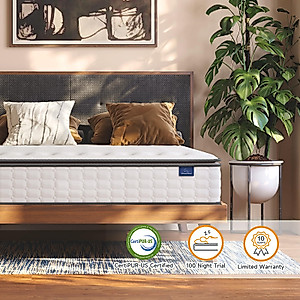 Vesgantti Twin XL Mattress, 10 Inch Hybrid XL Twin Mattress in a Box, Extra Long Pillow Top Twin Mattress, Gel Memory Foam and Pocket Coils Innerspring Mattresses, Medium Firm Plush Feel