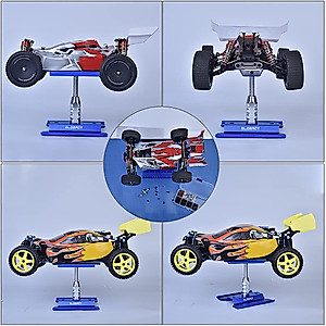 Globact Aluminum Alloy RC Car Repair Work Stand Hobby Tool Set 360 Degree Rotation Lift Or Lower and 270PCS RC Screws Kit Repair Tool Box for 1/8 1/10 1/12 1/16 1/18 RC Car Truck Buggy(Blue)