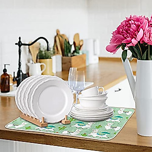 Classic Llama Dish Drying Mat for Kitchen Counter Absorbent Microfiber Dishes Drainer Mat Non-Slip Dish Draining Mat Fast Dry Kitchen Accessories Pad 16x18 inch