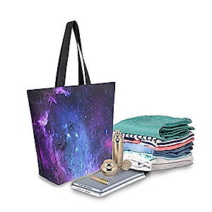 Top Handle Handbags 96 Shoulder Tote Bag Universe Galaxy Nebula Space Tote Washed Canvas Purses Bag for Women Girls