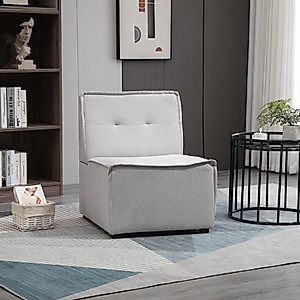 HOMCOM Modern Modular Accent Chair, Armless Fabric Sectional Sofa for Living Room or Bedroom, Grey