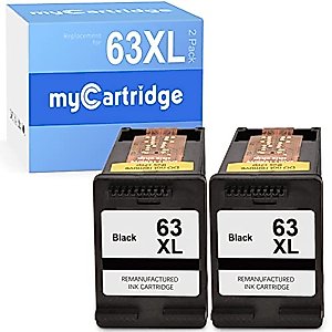 MYCARTRIDGE Remanufactured Ink Cartridge Replacement for Hp 63 XL 63XL Use in Envy 4520 4511 4512 OfficeJet 5255 5258 3830 4650 4652 4655 Deskjet 1112 3630 3631 3632 3637 2130 2132 Printer (2 Black)