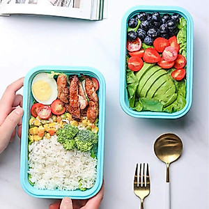 CCyanzi Set of 4 Collapsible Containers Food Storage Collapsible Bowls for Camping Collapsible Silicone Food Containers with Airtight Lids, Microwave, Freezer Safe, For Camping