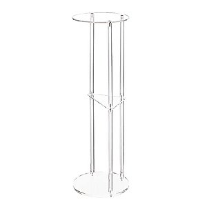 HMYHUM Clear Acrylic Drink Table for Small Spaces, Martini Table for Living Room, Small Drink Side Table, 3 Tiers, C Shaped, 8" L x 8" W x 26" H