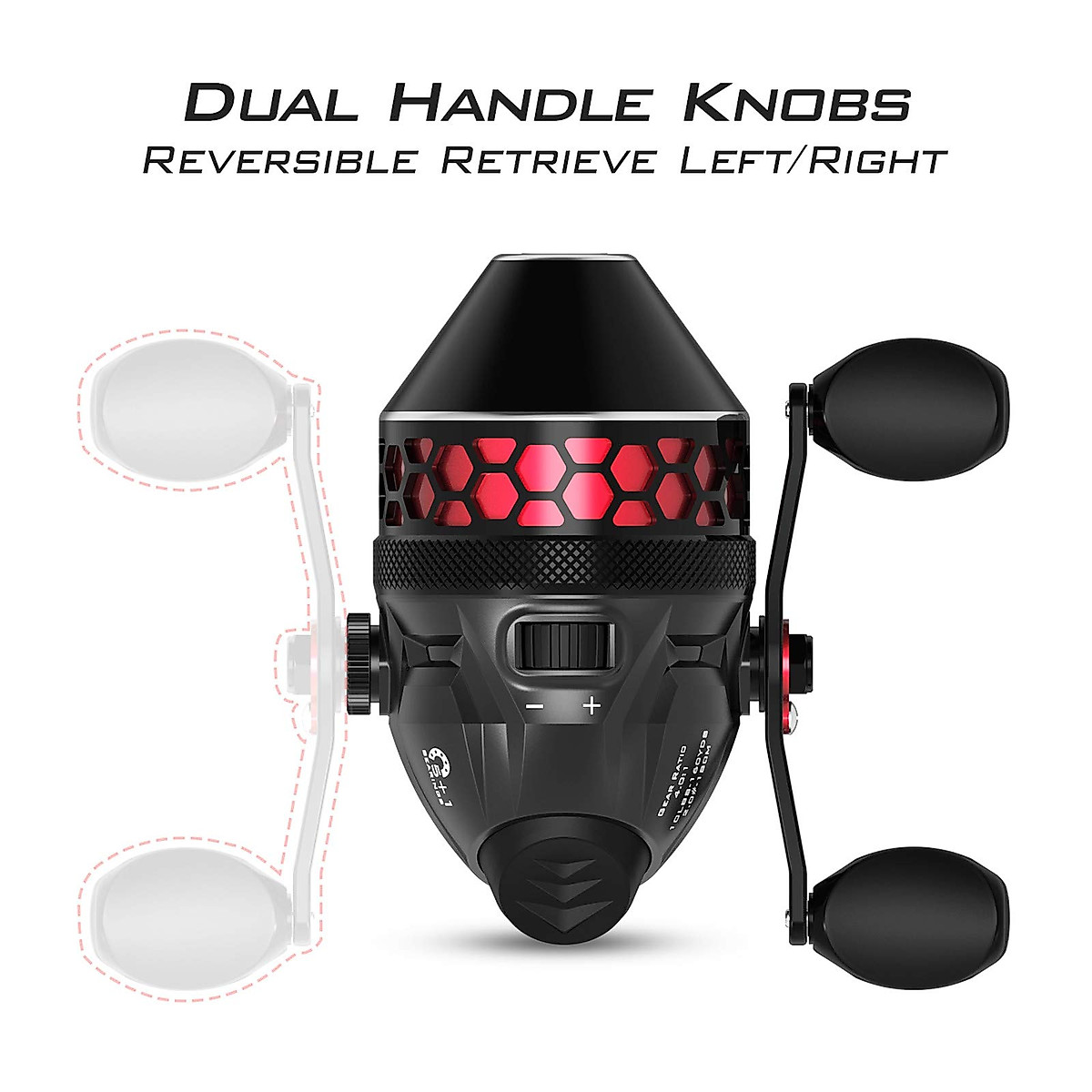 KastKing Brutus Spincast Fishing Reel,Reversible Handle for Left or Right Casting.