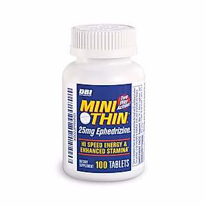 Mini Thin | Two-Way Action Caffeine Pills - High Speed Energy and Enhanced Stamina* - 205 mg Caffeine; 25mg Ephedrizine (100 Count Bottle)