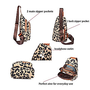 Tekzitfuir Women's Leopard Chest Bag Chest Backpack Bag Sling Crossbody Bag Satchel Backpack Purse