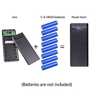 LHIABNN DIY Power Bank Box Flat Head Battery Charger Outer Case,2 USB Output Ports Plastic Shell Box with LCD Display,Micro/Phone/Type-c Input Port Power Bank Case (Black)