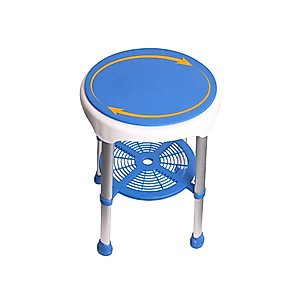 Swivel Shower Stool for Inside Shower-360 Degree Rotating Shower Chair with 5 Adjustable Height, Storage Tray, Anti-Slip Rubber Tips, Bath Chair Shower Bench Seat for Seniors Elderly, Handicap 300 LBS