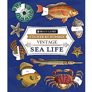 Brain Games - Sticker by Number - Vintage: Sea Life (28 Images to Sticker)
